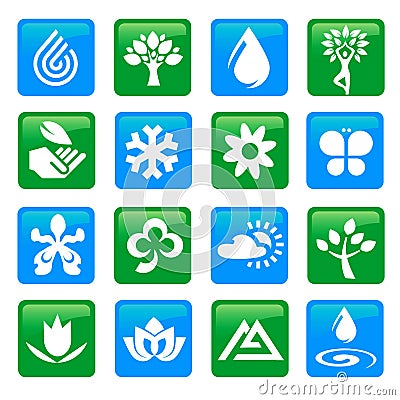 Nature And Water Icons Buttons Vector Illustration | CartoonDealer.com ...