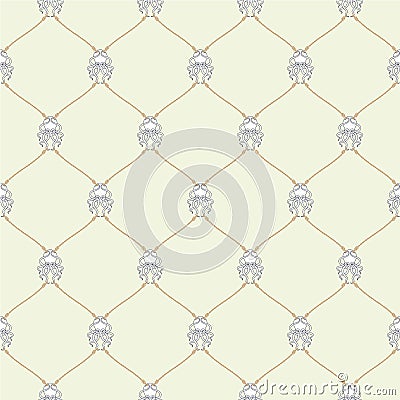 Nautical Rope And Tied Kraken Seamless Fishnet Pattern Vector ...