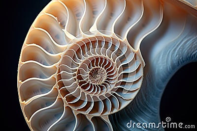 Nautilus Shell On Black Background, Computer Generated Abstract ...