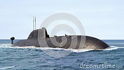 Naval Modern Submarine On Open Sea Surface Royalty-Free Stock Photo ...