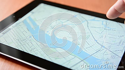 Navigation Map on a Touchscreen of Apple IPad Stock Footage - Video of ...