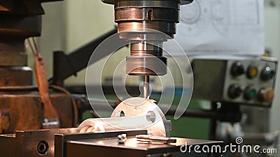 The NC Milling Machine Drilling at the Aluminum Part by Drilling Tools ...