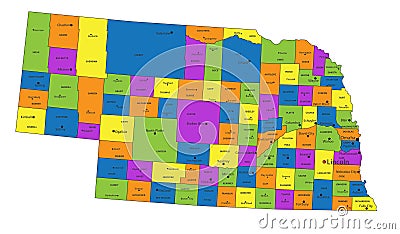 Colorful Nebraska Political Map With Clearly Labeled, Separated Layers ...