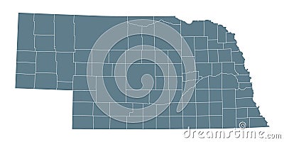 Nebraska Administrative Map. Counties Map Of Nebraska, Blank Map, Empty ...