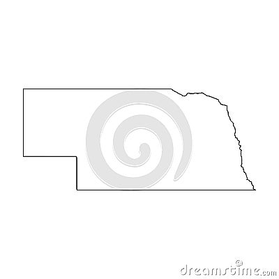 Nebraska, State Of USA - Solid Black Outline Map Of Country Area ...