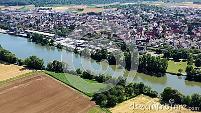 Neckar at Binau from above stock video. Video of destination - 155958031