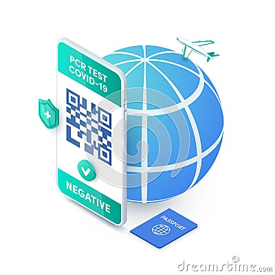 Negative Coronavirus Pcr Test Certificate QR Code On Smartphone Screen ...