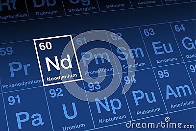Neodymium On Periodic Table Of The Elements, With Element Symbol Nd ...