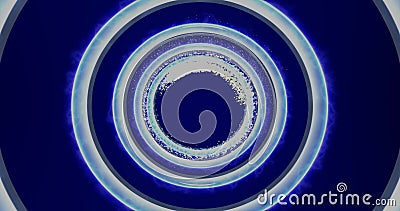 Neon Blue Metallic 3D Rotating Rings with Smoke and Sparkle. Stock ...