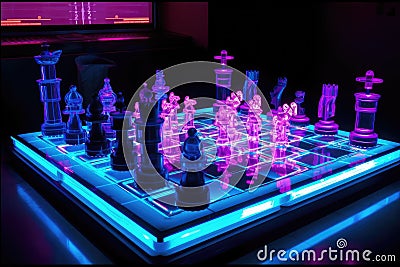 Neon Chess Set In Futuristic, Sci-fi Setting Royalty-Free Stock Image ...