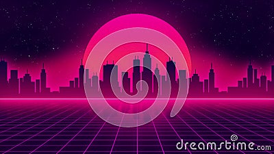 Neon City Palms Road 80 Retro Background 3D Render Stock Footage ...