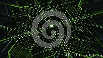Neon Diagram Of Computer Matrix. Animation. Moving Lines Of Neural Networks In Computer Circuit ...