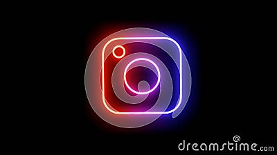 Neon Glowing Instagram Logo Image On Black Background Editorial Photo ...