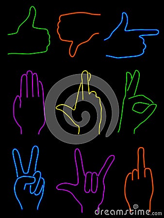Neon Hands Royalty Free Stock Image - Image: 32158126