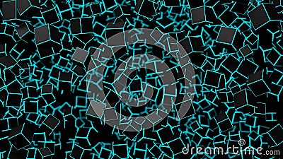 Neon Light Cube Block Network Futuristic Flying into Digital ...