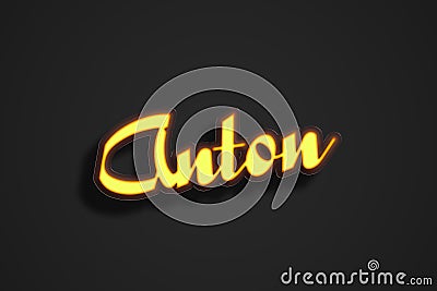 Yellow Neon Light Text Effect Of Name Anton On Golden Background Royalty-Free Stock Image ...