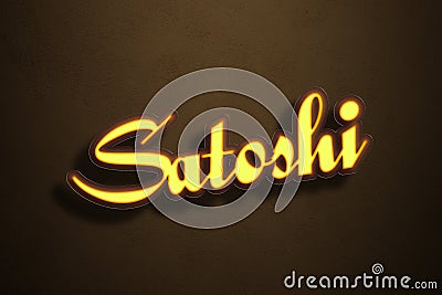 Yellow Neon Light Text Effect Of Name Satoshi On Golden Background ...
