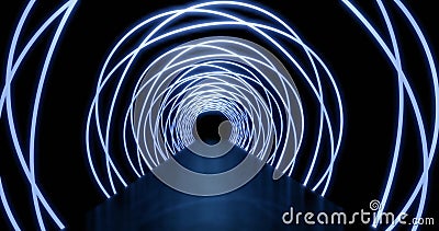 Neon Light Paths in a Circle Show an Abstract Tunnel - 4k Loop Stock ...