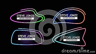 Neon Linear Modern Bright Lower Third Set Of Four Name Templates Vector ...