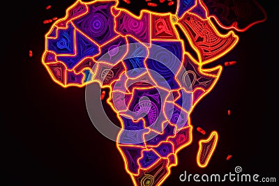 Neon Map Of Africa. Stock Photo | CartoonDealer.com #284225730