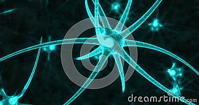 Neon Neuron Cells on the Black Background. Lopable Animation 4k. Stock ...