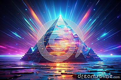 Neon Pyramid, Lasers, Cosmic Scene, Futuristic Setting Royalty-Free ...