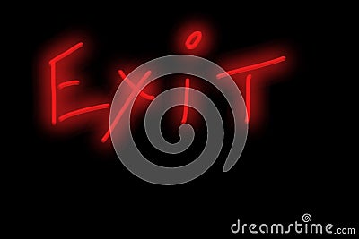 Neon Red Glowing Sign Exit Handwriting Stock Photo | CartoonDealer.com ...