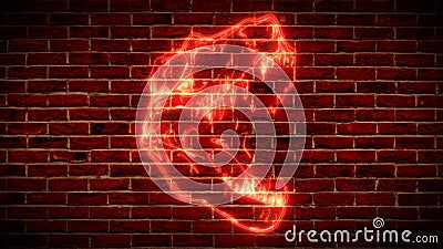 Neon Red T-rex Skull on Wall Stock Footage - Video of neon, cartoon ...