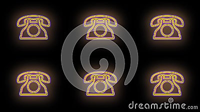 Neon Retro Telephone Pattern in Rows with Pulsing Light Stock Footage ...