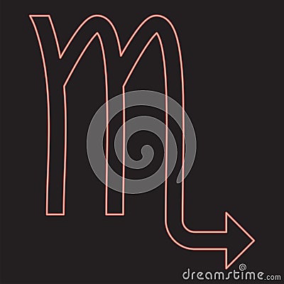 Neon Scorpion Symbol Zodiac Red Color Vector Illustration Image Flat ...