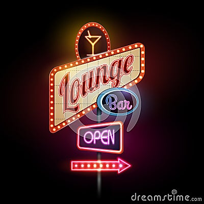 Neon Sign. Lounge Bar Stock Vector - Image: 46522845