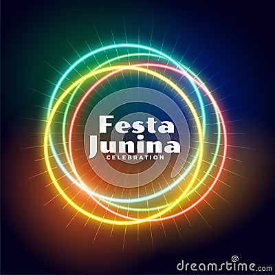 Neon Style Brazil Festa Junina Background Cartoon Vector ...