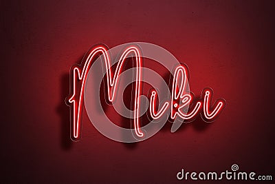 Red Neon Style Text Effect Of Name Miki On Red Background Royalty-Free ...
