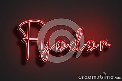 Red Neon Style Text Effect Of Name Fyodor On Red Background Stock ...