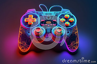Neon-stylized Gamepad In A Unique Design. Future Of Gaming. Console ...