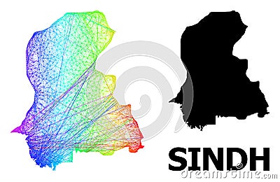 Net Map Of Sindh Province With Rainbow Colored Gradient Cartoon Vector ...