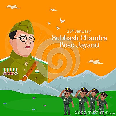 Netaji Subhash Chandra Bose Jayanti Banner Design Cartoon Vector ...
