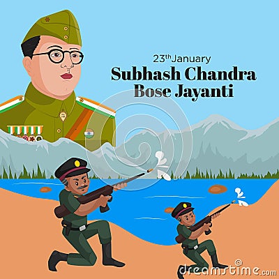 Netaji Subhash Chandra Bose Jayanti Banner Design Cartoon Vector ...