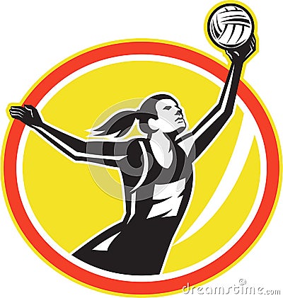 Netball Player Catching Ball Retro Stock Photo - Image: 34761070