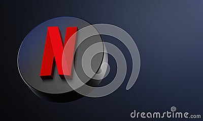Netflix Circle Button Icon 3D On Dark Bakcgorund. Elegant Template ...
