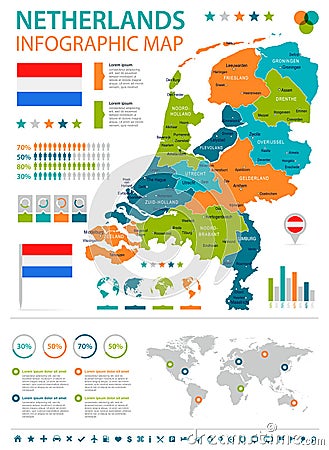 Netherlands - Infographic Map And Flag - Illustration | CartoonDealer ...
