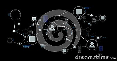 Network and Data Connections Overlay on Black - Seamless Loop - Motion ...