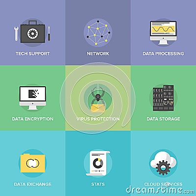 Cloud data services icons stock vector. Illustration of application ...