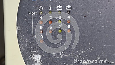 Network Infrastructure: a Close-up View of a Router Hub with Blinking ...