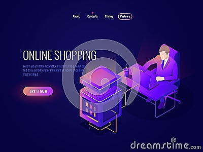 Network Server, Big Data Processing, System Administrator Programmer Sitting At The Table ...