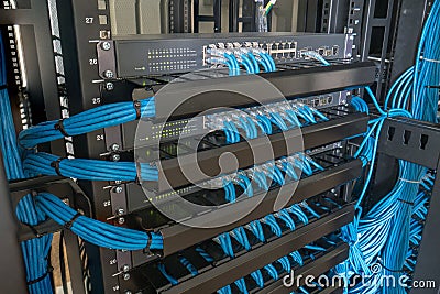 Network Switch And Ethernet Cables In Rack Cabinet Stock Photography ...