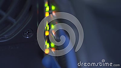 Network Switch with Indicator Light and Cables Stock Video - Video of ...