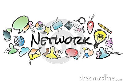 Network Title Isolated On A Background And Surounded By Multimed ...