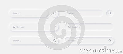 Neumorphic Search Bars Light UI Design Elements Set Vector | CartoonDealer.com #196085122