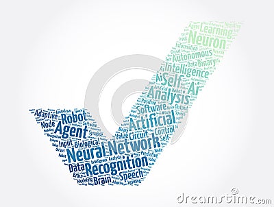 Neural Network Check Mark Word Cloud Collage, Technology Concept ...